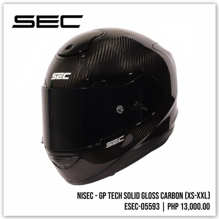 SEC Full Face Helmet for Motorcycle Nisec - GP Tech Solid Gloss Carbon ...