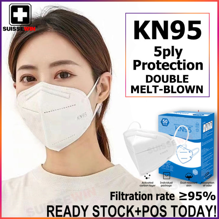 Suissewin Ready Stock 50Pcs KN95 FaceMask 5 Ply Disposable Pm2.5 ...