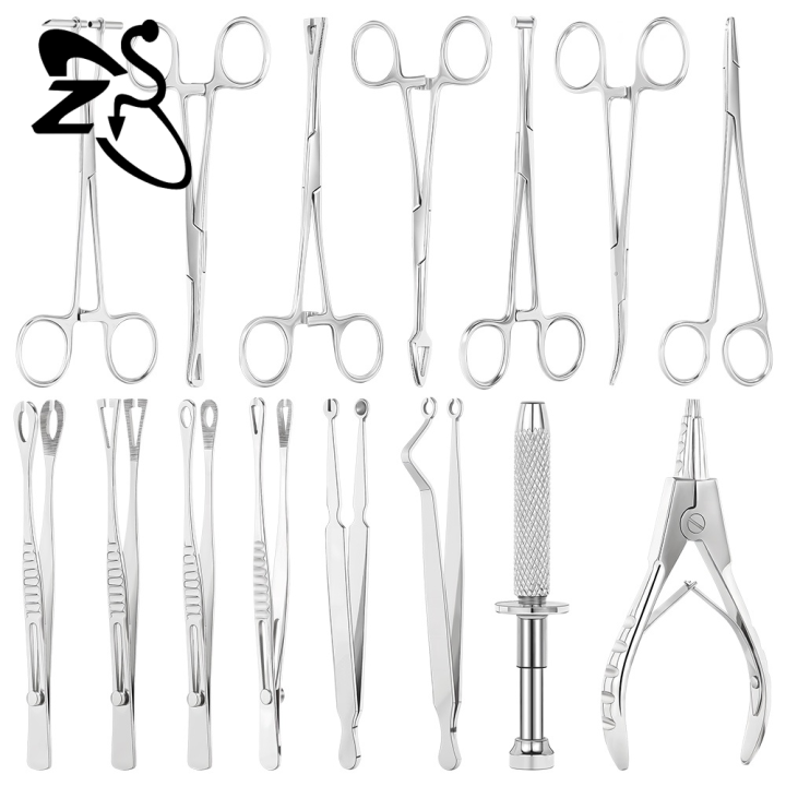 1PC Stainless Steel Body Piercing Tool Tweezer Needle Tube Clamp Ball ...