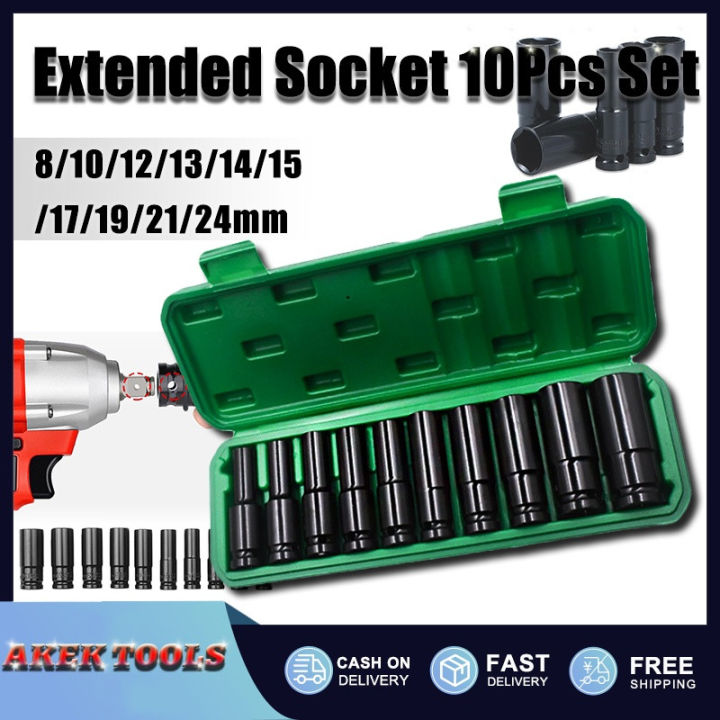 Impact Wrench Socket 10 Pcs Set 1/2'' Electric Power Tool Hex Socket ...