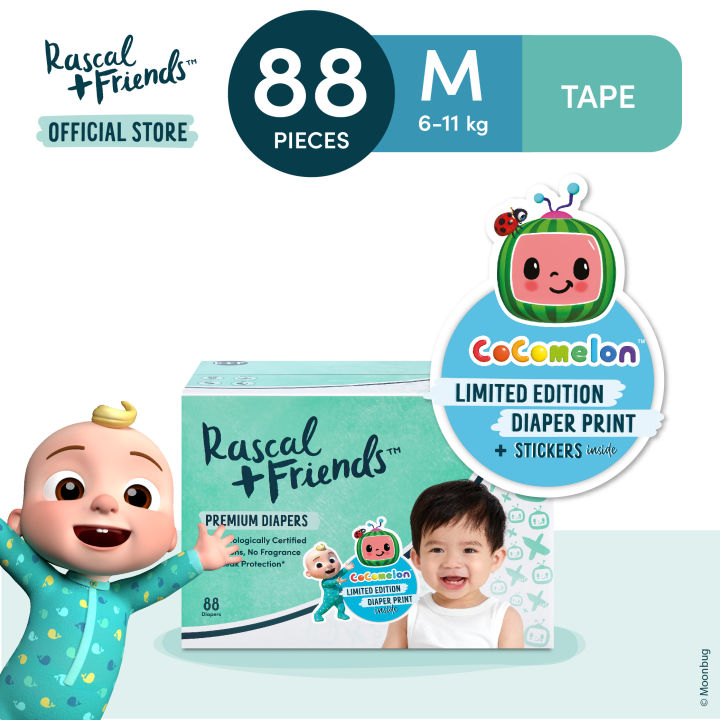 RASCAL + FRIENDS CoComelon Edition - Tape Diapers MEDIUM 88pcs with ...