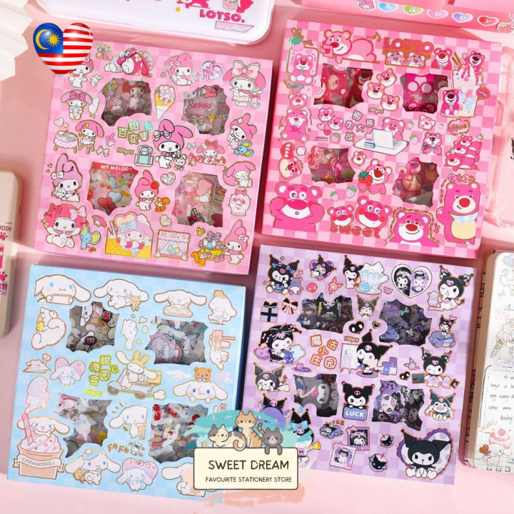 100 Sheets Sanrio Kuromi Melody Cute Stickers Transparent Cartoon ...