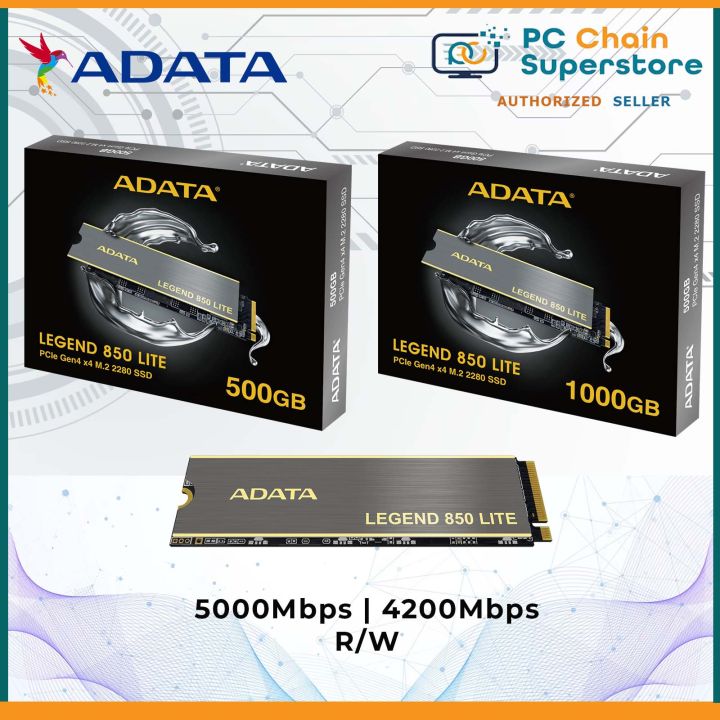 Adata Legend 850 Lite 500GB / 1TB PCIE Gen 4 M.2 NVME Gaming SSD w ...