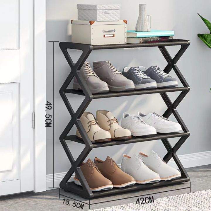 4 Layer Shoe Rack Tier Colored Stackable Stainless steel Shoes ...