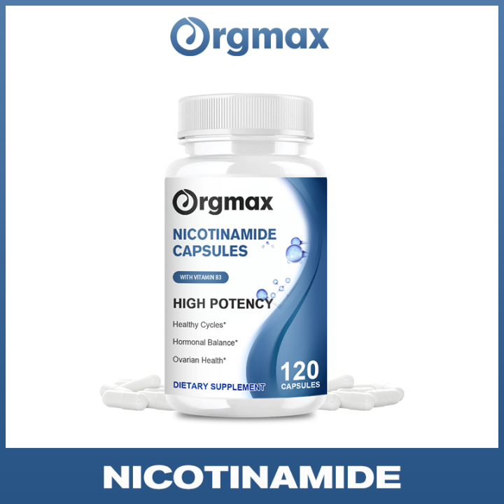 Orgmax Nicotinamide Capsules with Vitamin B3 500mg Helping Healthy Skin Support Skin Cell Health ...