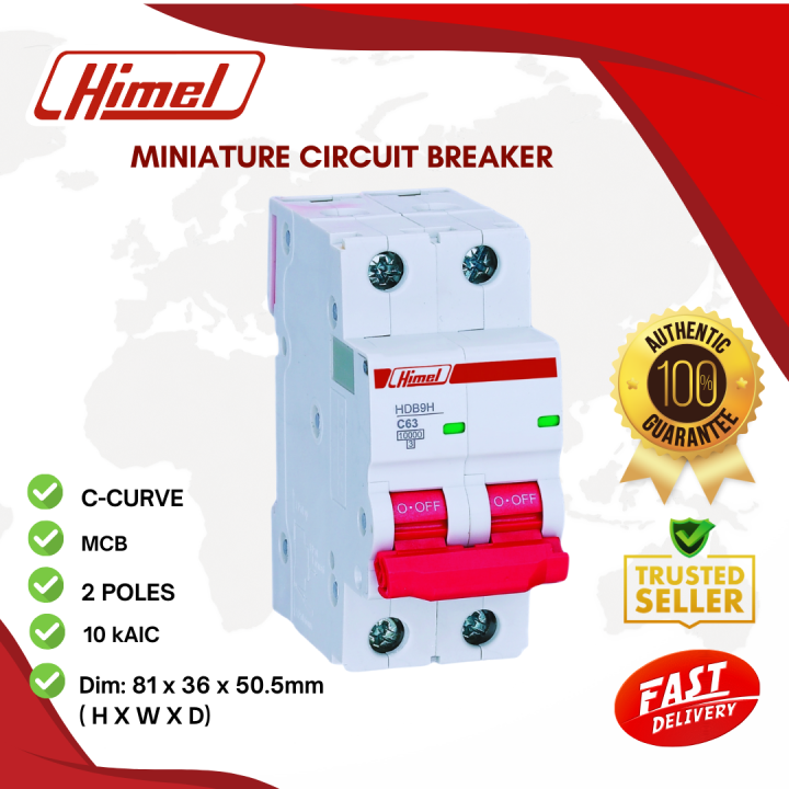 HDB9 Series Himel MCB 6A ~ 63A 2P 10kAIC AC220V / AC415V | Lazada PH
