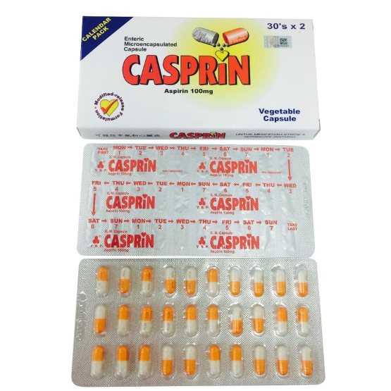 CASPRIN (ASPIRIN 100MG) VEGETABLE CAPSULES 30'S | Lazada