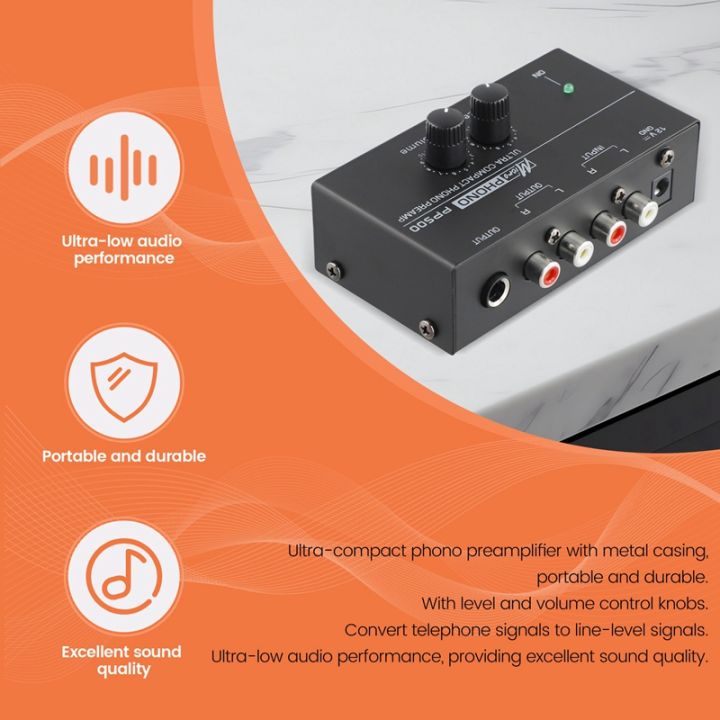 Ultra-Compact Phono Preamp PP500 with Treble Balance Volume Adjustment ...