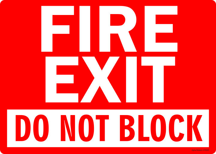 Fire Exit Do Not Block Sign Vinyl Sticker Size 14"W x 10"H | Lazada PH