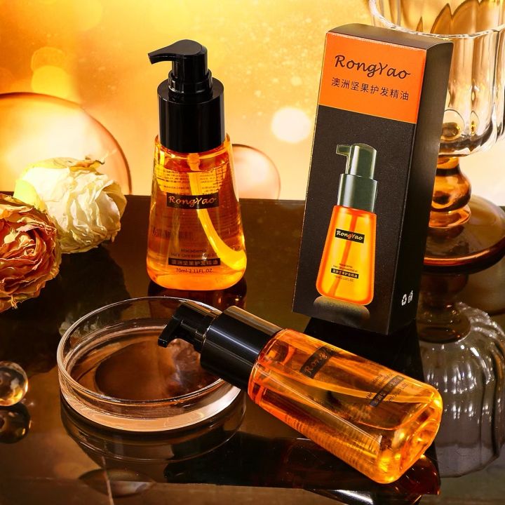 OIL-RONGYAO🧡เซรั่มบำรุงผม ผมชี้ฟู ิผมแห้งแตกปลาย Original oil 70 ml ...
