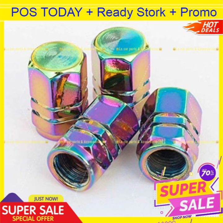Titanium Nut Wheel Sport Rim Cap Rainbow Colour Air Tayar Valve Tire ...