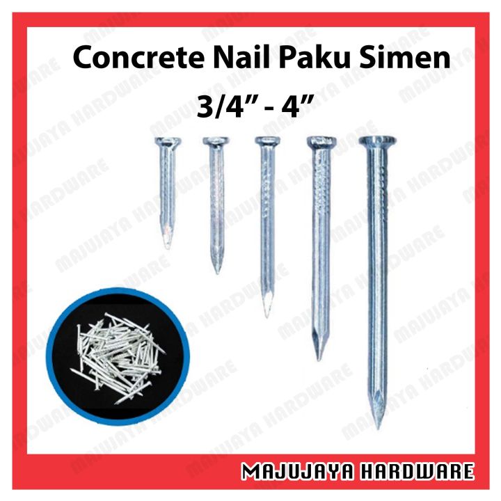 [3/4" - 4"] Concrete Nail Point Tip Wall Nail Wall Nail Paku Simen Paku ...