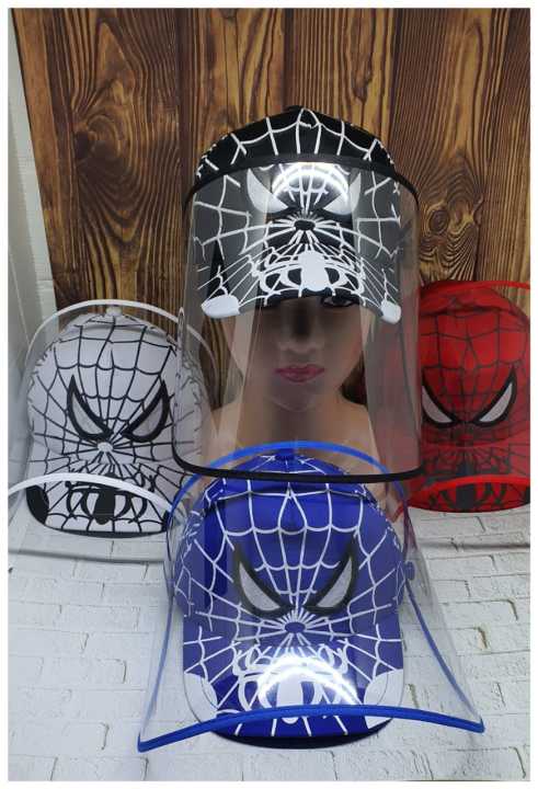 Topi Anak Baseball Spiderman/ Face Shield Anak-spiderman Jaring ...