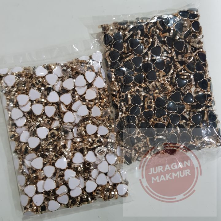 [400pcs] Kancing Jamur Datar Hitam LOVE Ukuran 20L (13mm) 18L (11,5mm ...