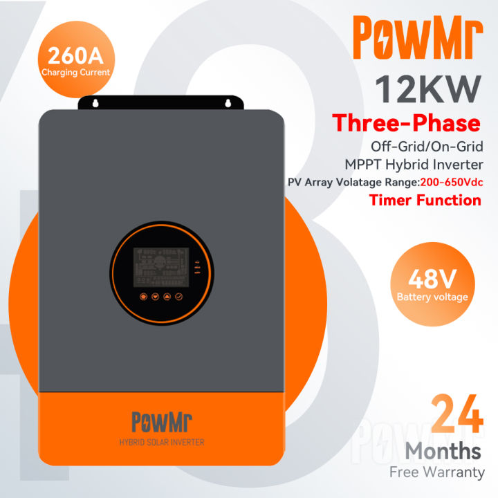 PowMr 12KW 3-phase Hybrid Solar Inverter On/Off Grid Switchable 230Vac PV Starting Voltage ...