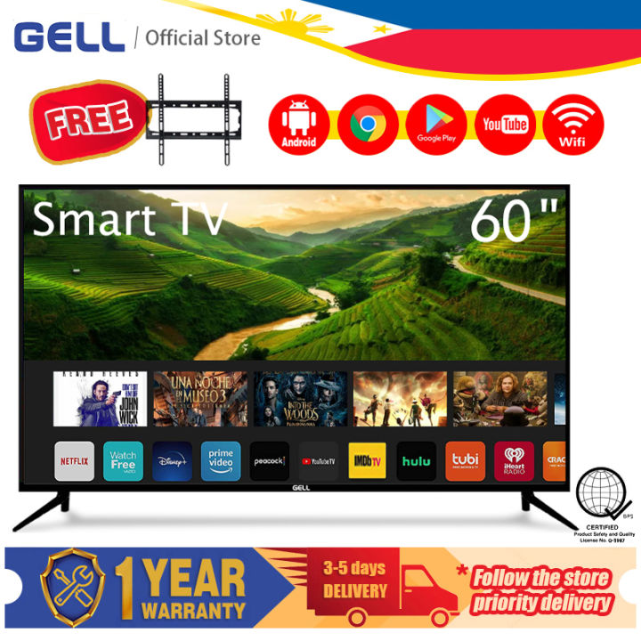 ♂GELL 60inch Smart TV 55inch Android smart led tv 50inches tv flat on ...