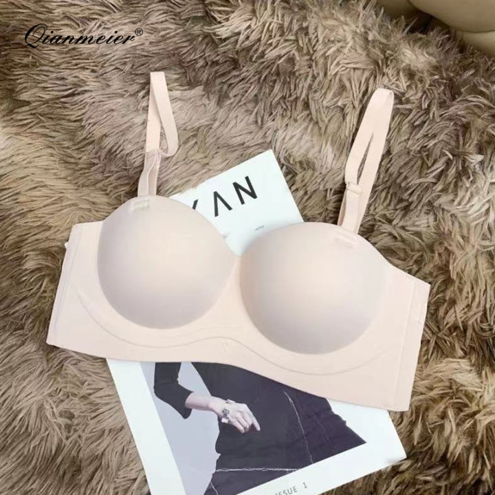 Qianmeier rRound round chest half cup underwear women's non-marking ...