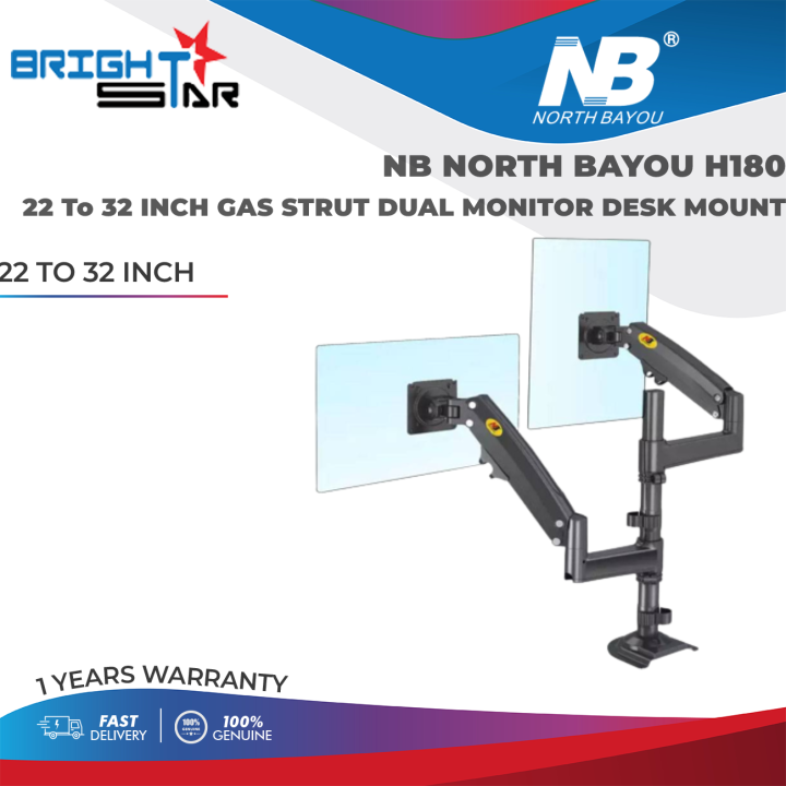 NB North Bayou H180 22 To 32 Inch Gas Strut Dual Monitor Desktop ...