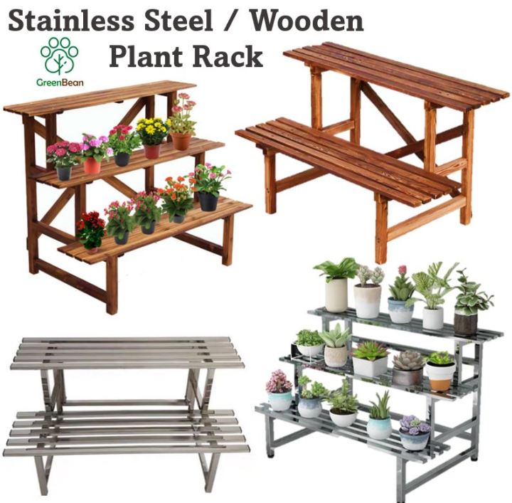 Plant Rack Plant Stand Wooden / Stainless Steel Plant Self Flower Rack ...