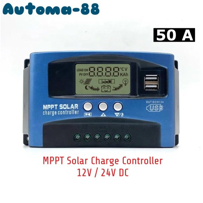 MPPT SOLAR CHARGE CONTROLLER SCC-50A 12V 24V BATTERY CHARGER CONTROL ...