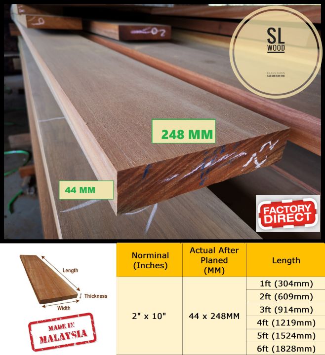 Balau Solid Wood Timber Smooth Finish 44(T)mm × 248(W)mm = 1,2,3,4,5,6 ...