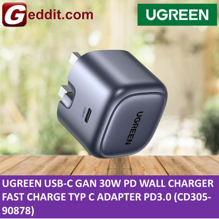 UGREEN USB-C GAN 30W PD WALL CHARGER FAST CHARGE TYPE C ADAPTER PD3.0 ...