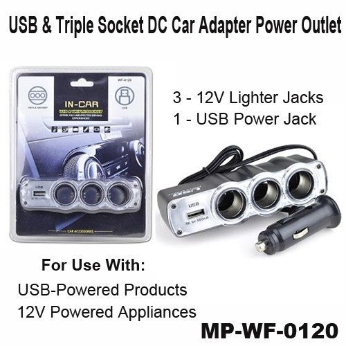 Cute WF-0120 In-Car USB & Triple Socket Extension | Lazada