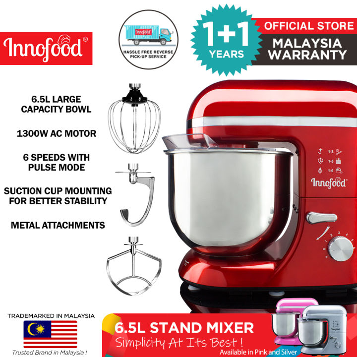 (OFFICIAL STORE) Innofood KT-609 1300W High Speed Power Stand Mixer 6.5 Litres (6.5L) (Red) | Lazada