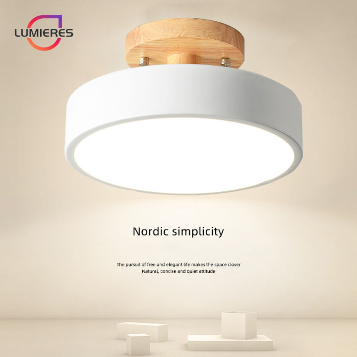 LED Ceiling Light Nordic Macaron Round Tri-Color Bulb Chandelier Modern ...