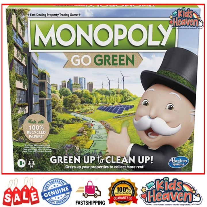 Monopoly Go Green Edition Game Made with 100% Recycled Paper Parts and ...