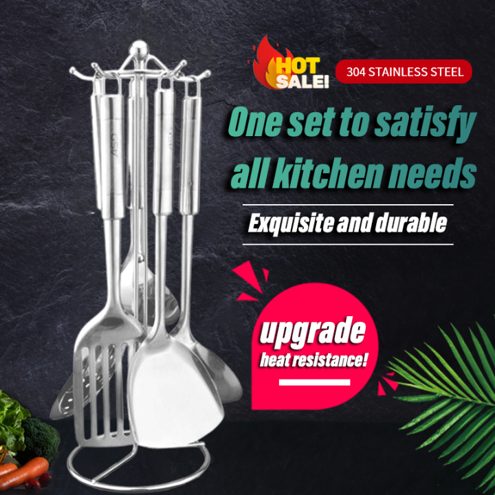 5pcs cooking spatula non stick set Stainless Steel Kitchen Utensil Tool ...