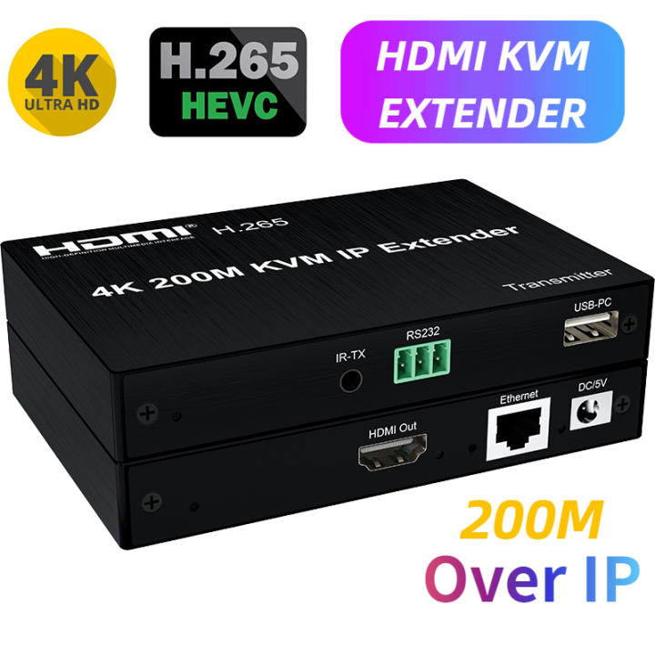 4K HDMI KVM Extender over IP RJ45 Cat5e/6 200M HDMI KVM Matrix USB ...