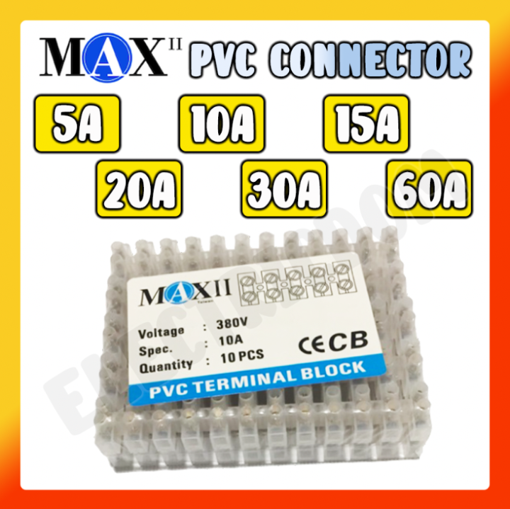 MAX II 5A 10A 15A 20A 30A 60A PVC Wire Cable connector Terminal Block ...