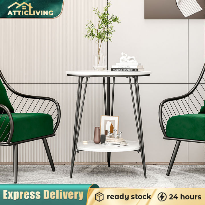 ATTICLIVING END Table Light Luxury Marble Side Table Double-layer ...