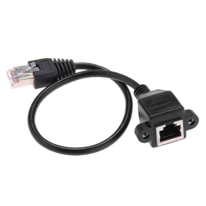 1FT RJ45 Male to Female Screw Panel Mount Ethernet LAN Network ...