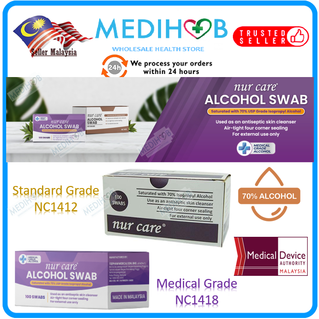 [WHOLESALE] NUR CARE Alcohol Swab Pads 100S (Nurcare) [READY STOCK ...