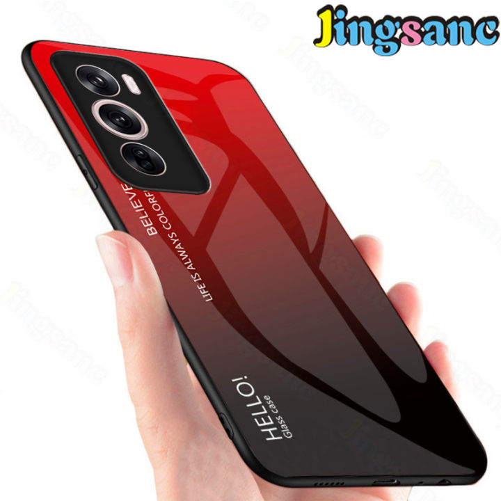 Jingsanc เคสมีขอบ OPPO Reno 12 Pro 5G ไล่ระดับเคสโทรศัพท์9H กระจกเทม ...