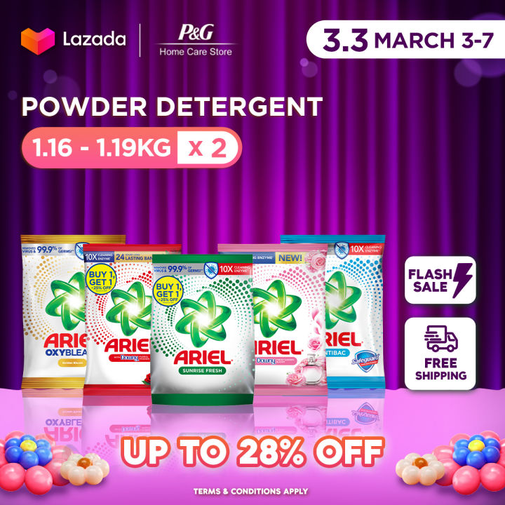 [Bundle of 2] Ariel Powder Detergent Sunrise Fresh Floral Passion Antibac Golden Bloom Bundle 1 ...