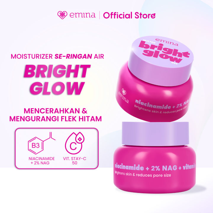 Emina Water Bright Glow Gel Moisturizer 30g | Mencerahkan & Mengurangi Flek Hitam, Kulit Glowing ...