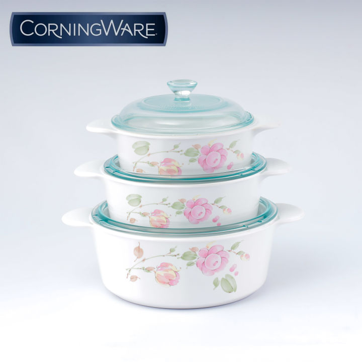 Corningware 6 Pcs Ceramic Round Casserole Set With Glass Cover ...
