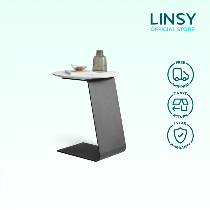 LINSY Caleb Side Table Movable Modern Coffee Table White Black Bedroom Living Room | Lazada PH