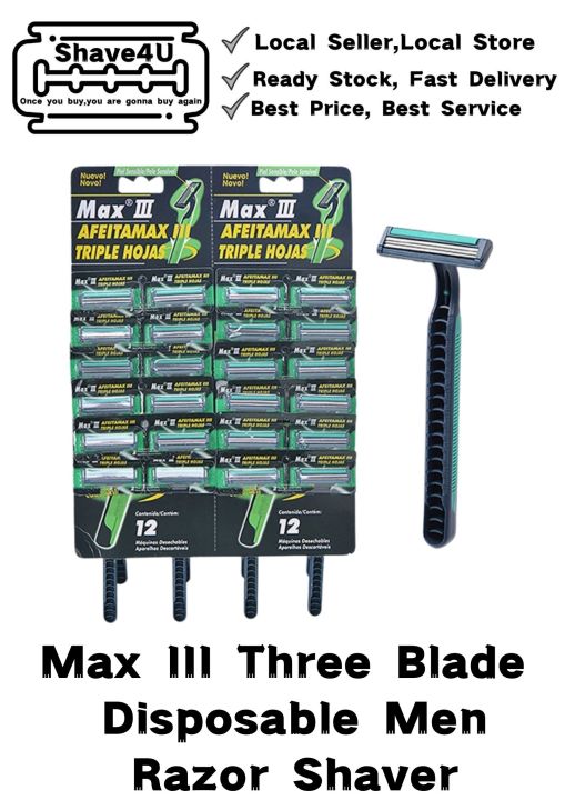 Max III Three Blades Disposable Men Razor Shaver | Lazada