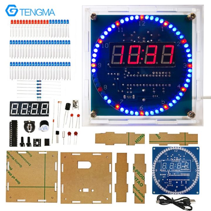 LED Light-Controlled Clock DIY Welding Kit Four-Position Rotary ...