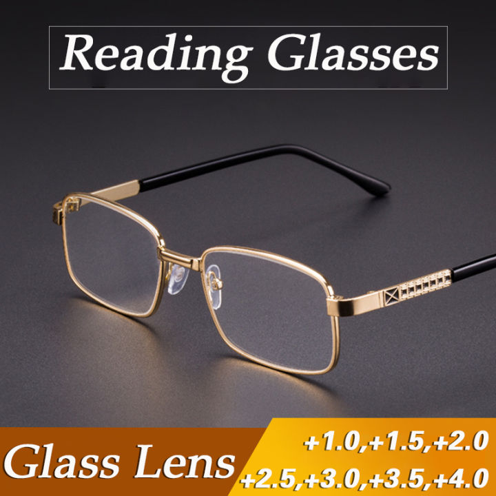 [With Box] +1.0 to +4.0 Real Glass Reading Glasses Men Anti Blue Light ...