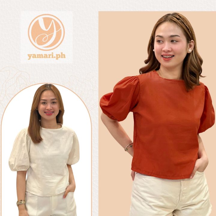 Yamari.Ph Matilda Puff Sleeve Round Neck Top | Lazada PH