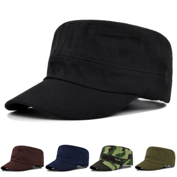 Plain Vintage Men Women Flat Top Hat Solid Casual Outdoor Sports Team ...