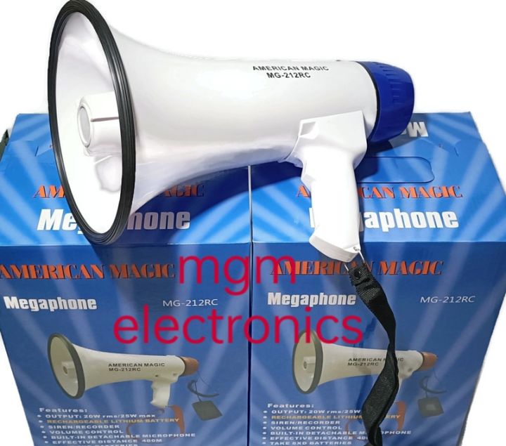 MEGAPHONE - AMERICAN MAGIC MG212RC Portable Rechargeable Megaphone 25w ...