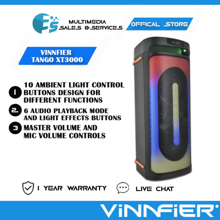 Vinnfier VF Tango XT3000 WMU 600W Bluetooth Potable HI-FI Loud PartyBox Karaoke Speaker FM Radio ...