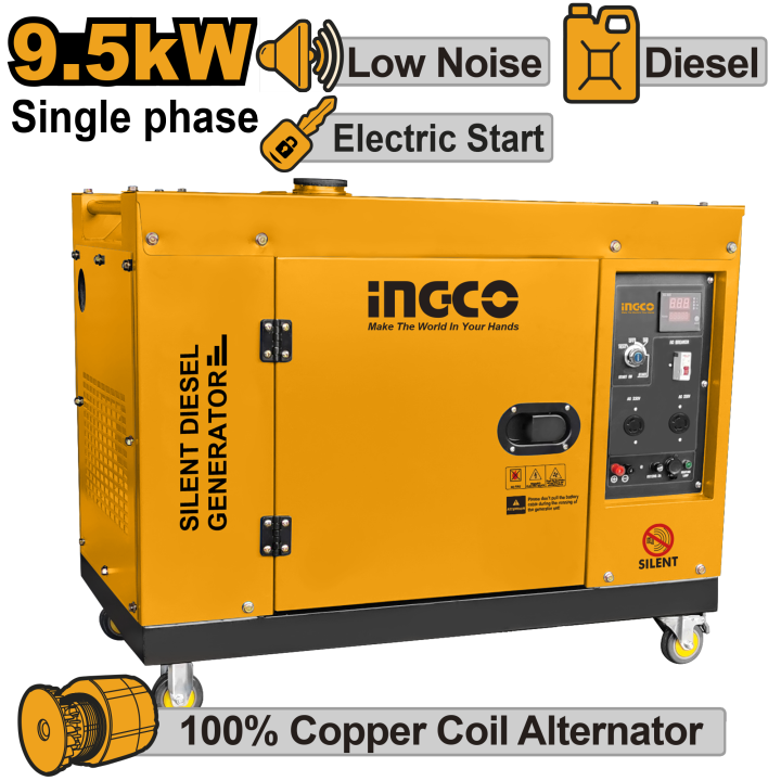 Ingco 9.5KW 4-Stroke Silent Diesel Generator Single Cylinder Phase 100% ...