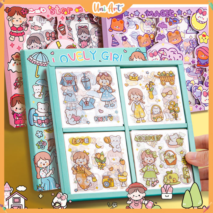 100pcs Cute Stickers Gift Box No Repeating PET Washi Material Cup ...